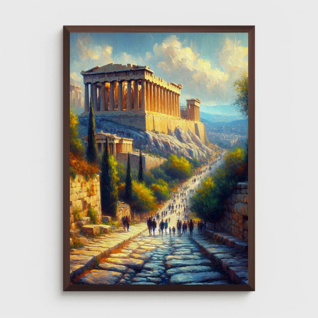 Printable Ancient Parthenon Oil Painting | Greece Wall Art | Classical ...