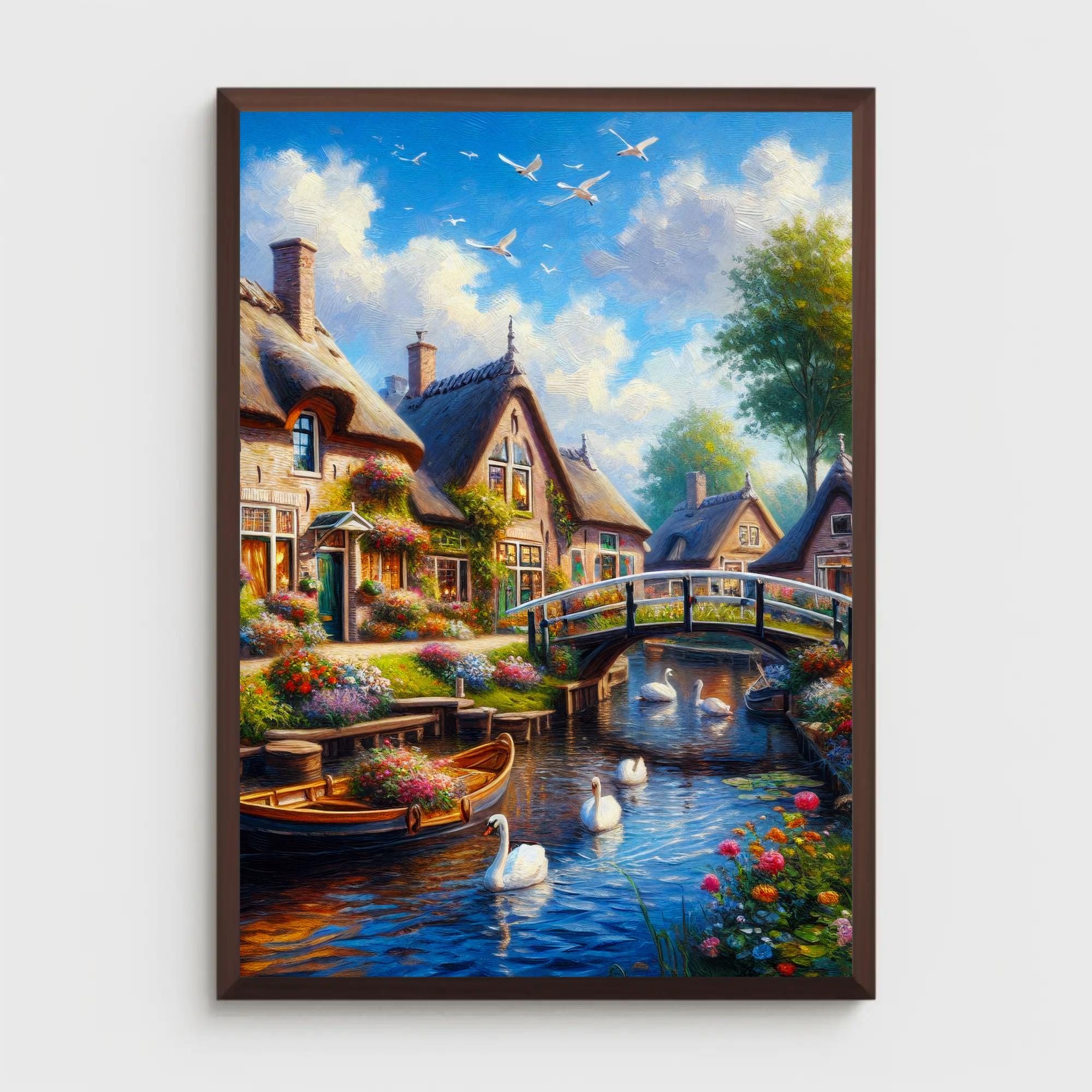 Giethoorn Netherlands Art Print: Dutch Canal Cottagecore Decor (digital ...