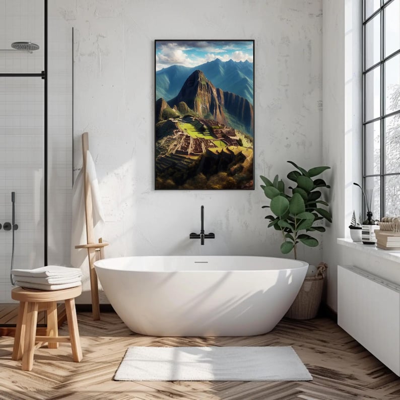 Machu Picchu Oil Painting: Peru Inca Heritage Wall Art (digital ...