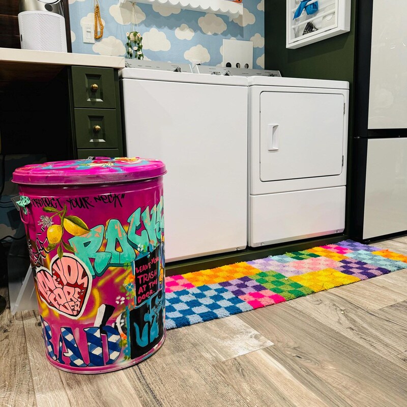 Painted Trash Can - Etsy