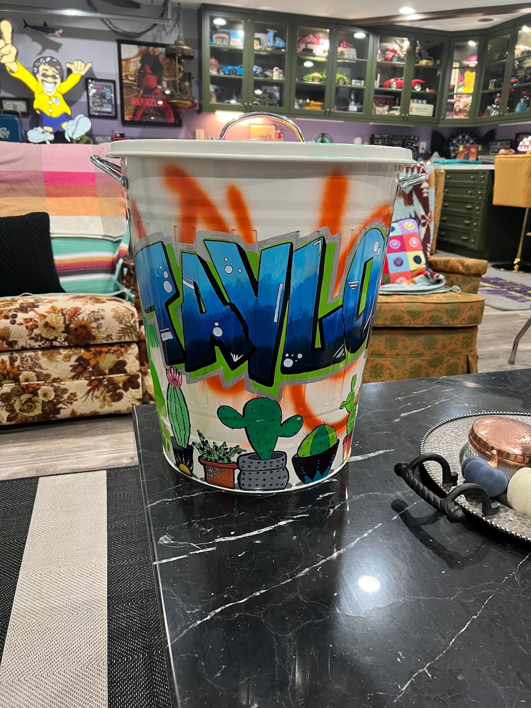 Make to Order 11 Gallon Trash Can Custom Hand Painted - Etsy