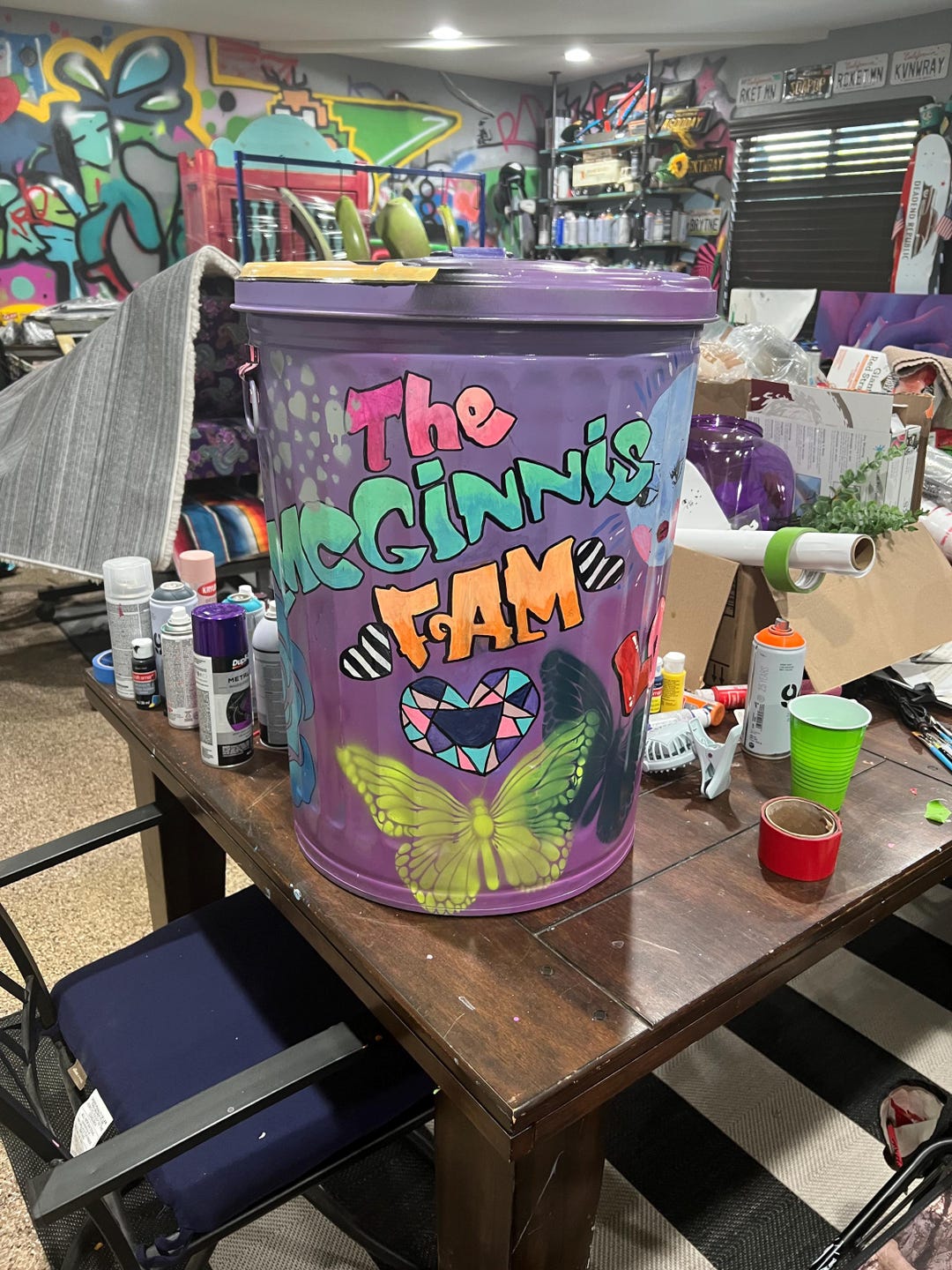 Make to Order 20 Gallon Trash Can Custom Painted - Etsy