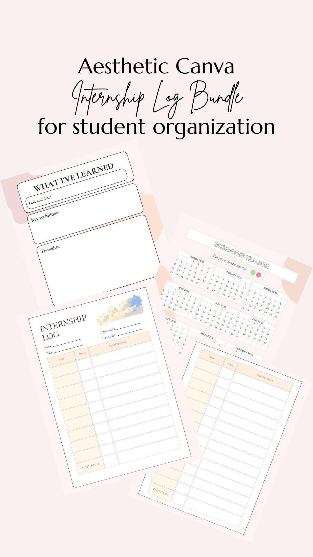 Internship Log Tracking Sheets - Etsy