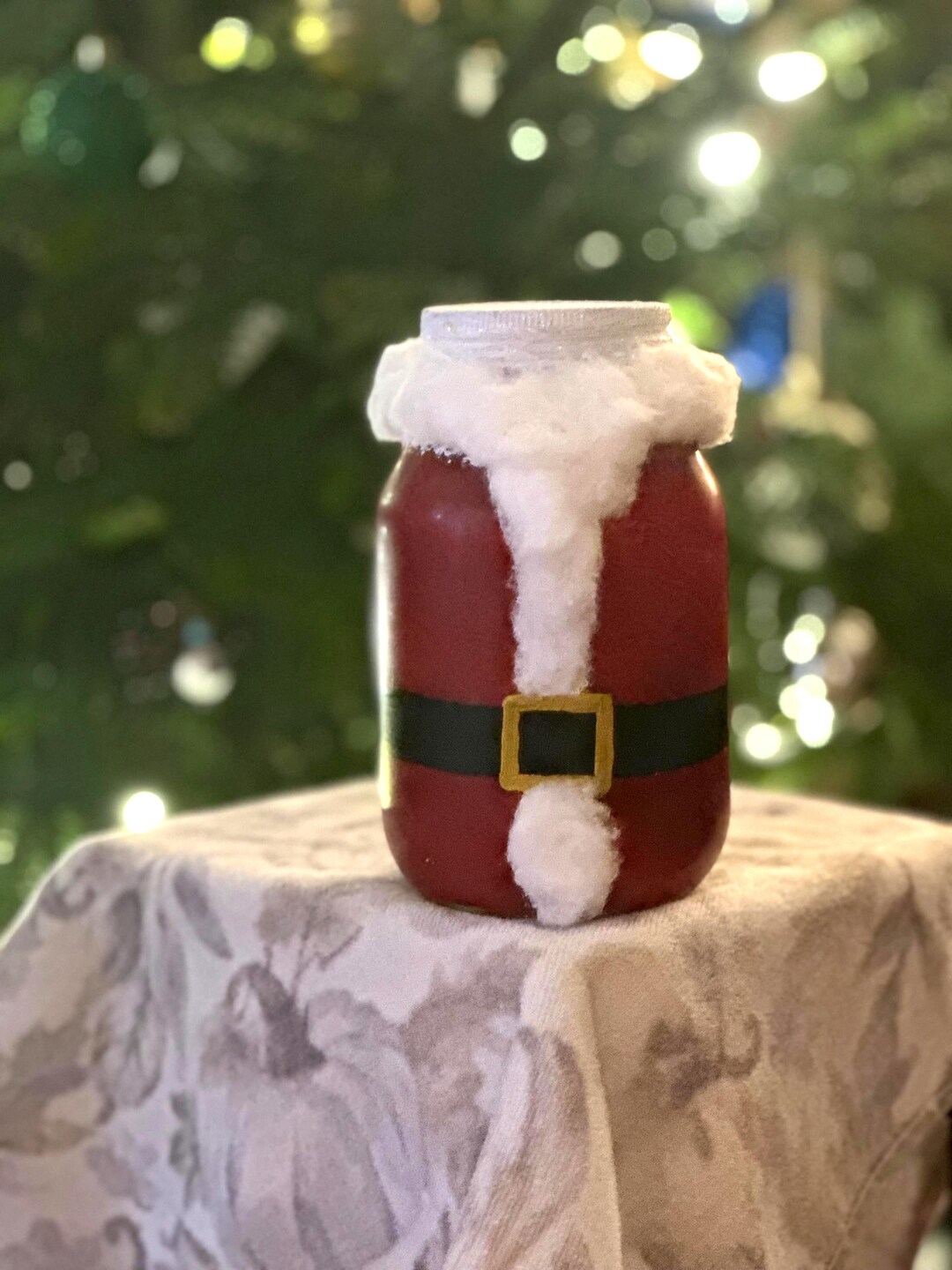 Hand Painted Jar - Santa - Santa's Coat - Christmas - Decorative Jar ...