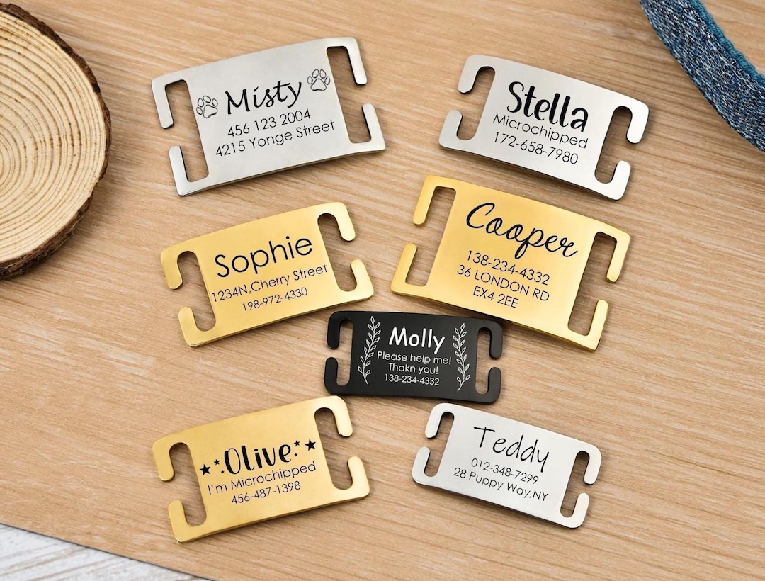 Silent Dog Name Tags,slide on Dog Tag,dog Tag,personalized Slide on Dog ...