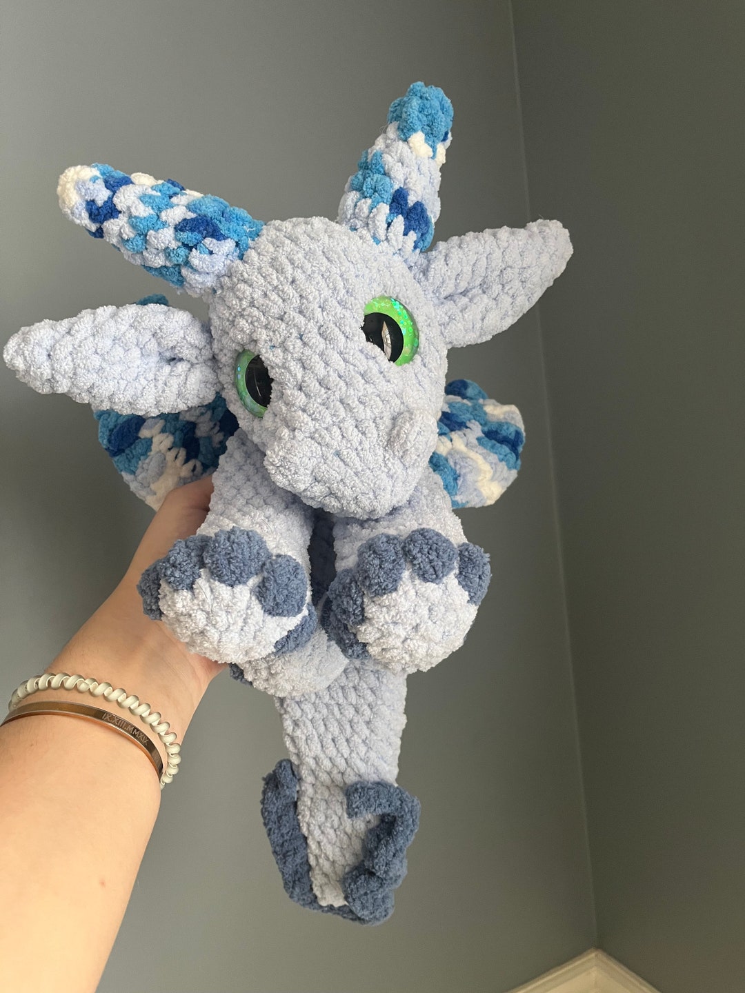 Blue Crochet Dragon Plush Snuggler - Etsy