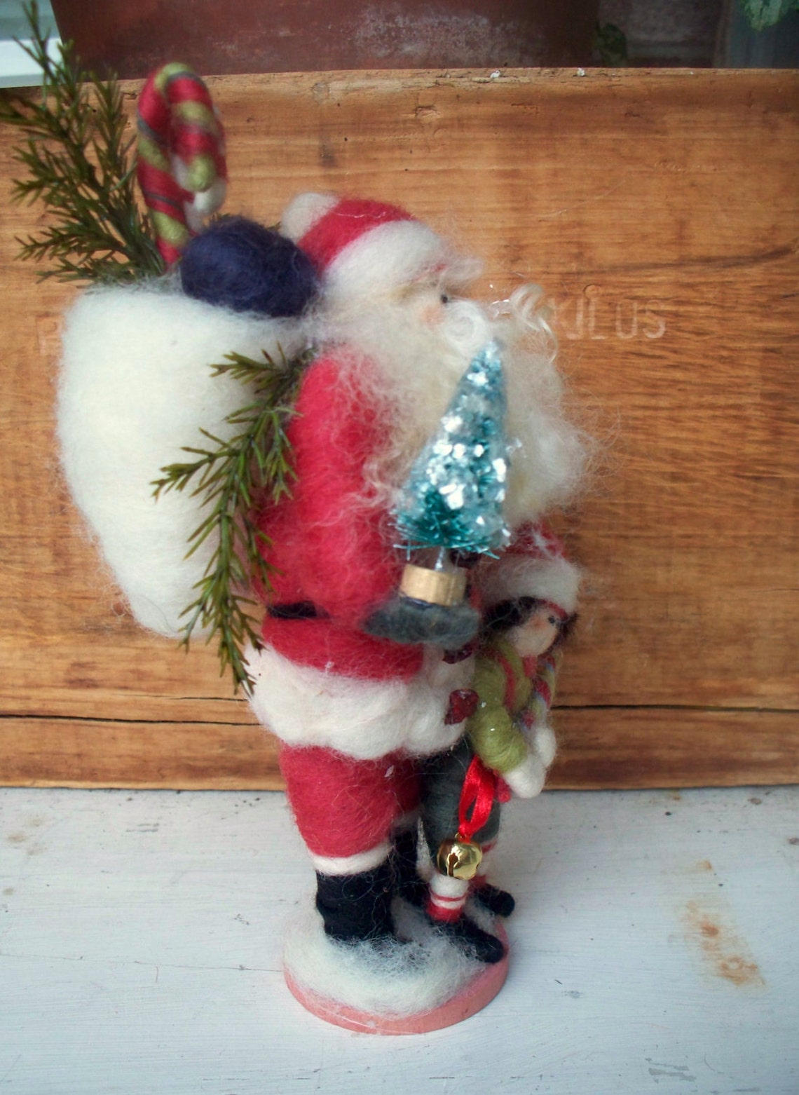 Santa and His Little Helper Wool Wrapped and Needle Felted | Etsy