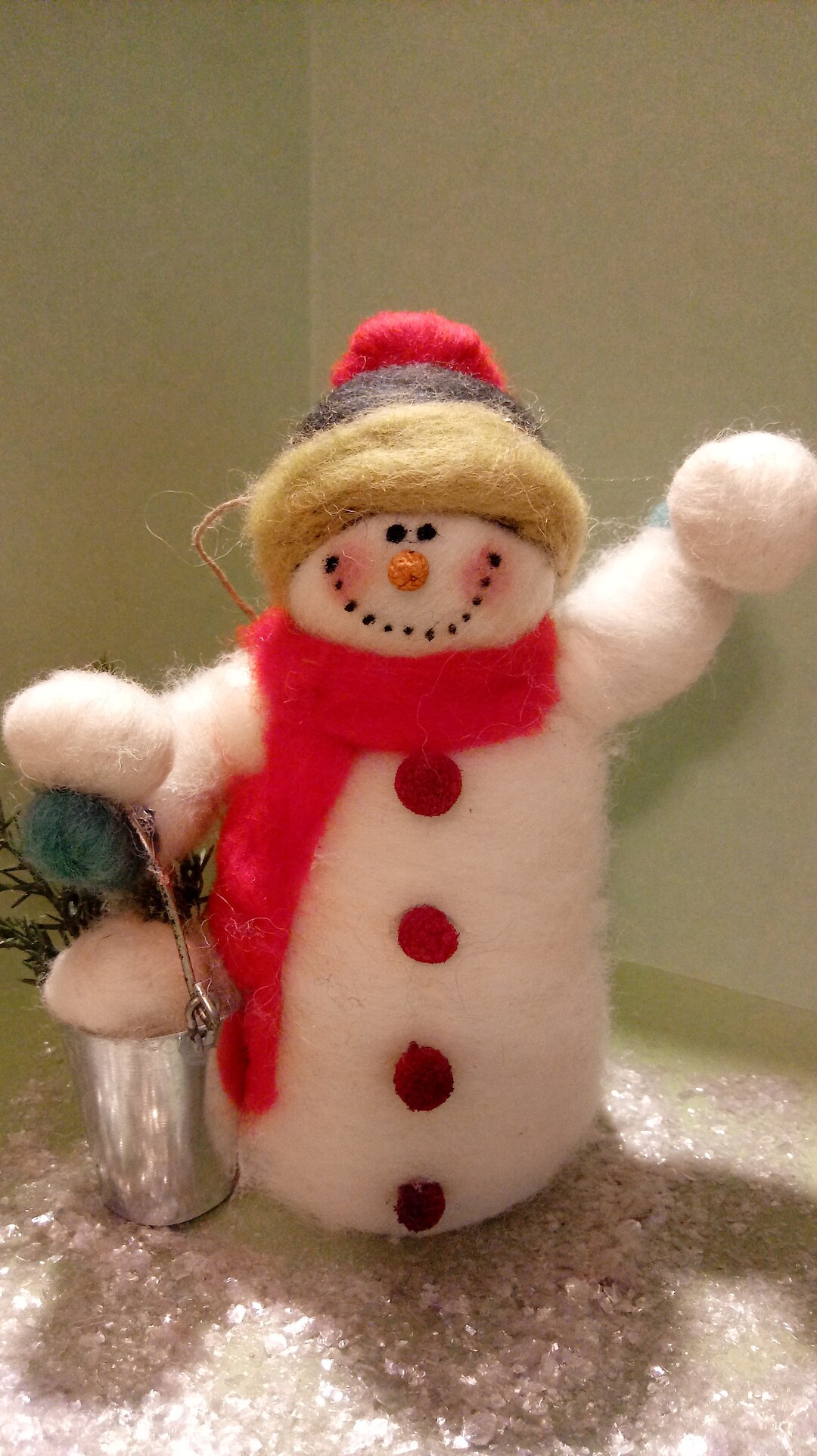 NEW - Snowball Fighting Felted Wool 7 Inch Snowman - Etsy