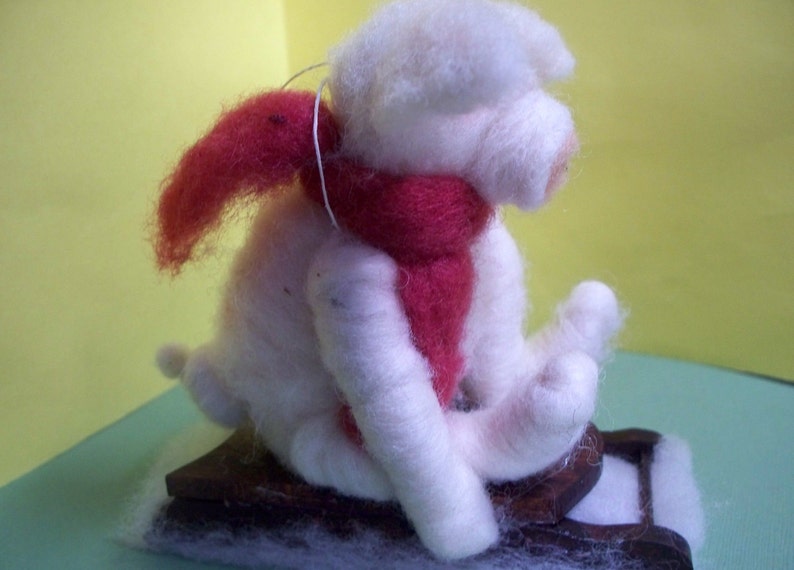 Pig on Sled Felted Ornament - Etsy