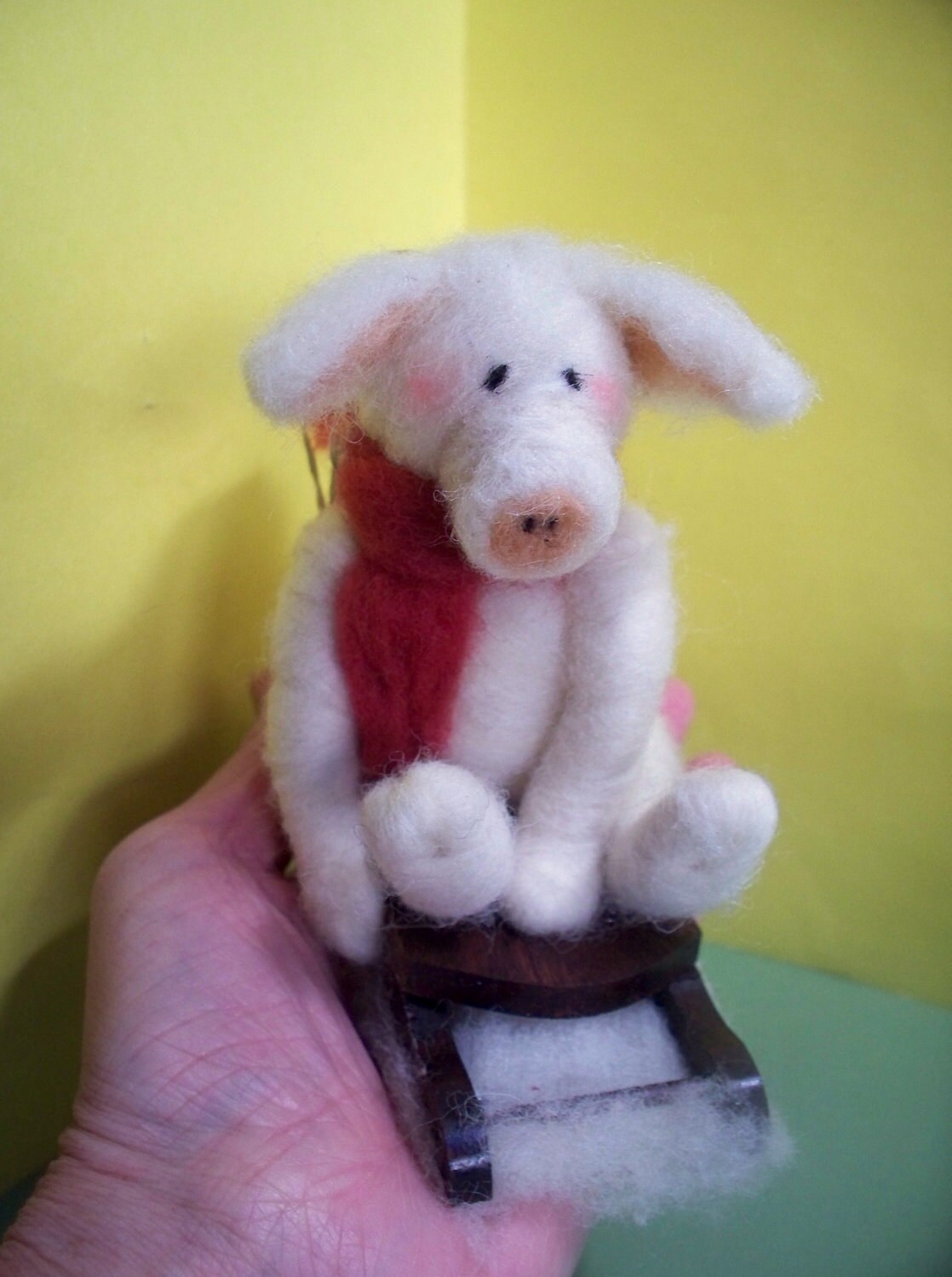 Pig on Sled Felted Ornament - Etsy