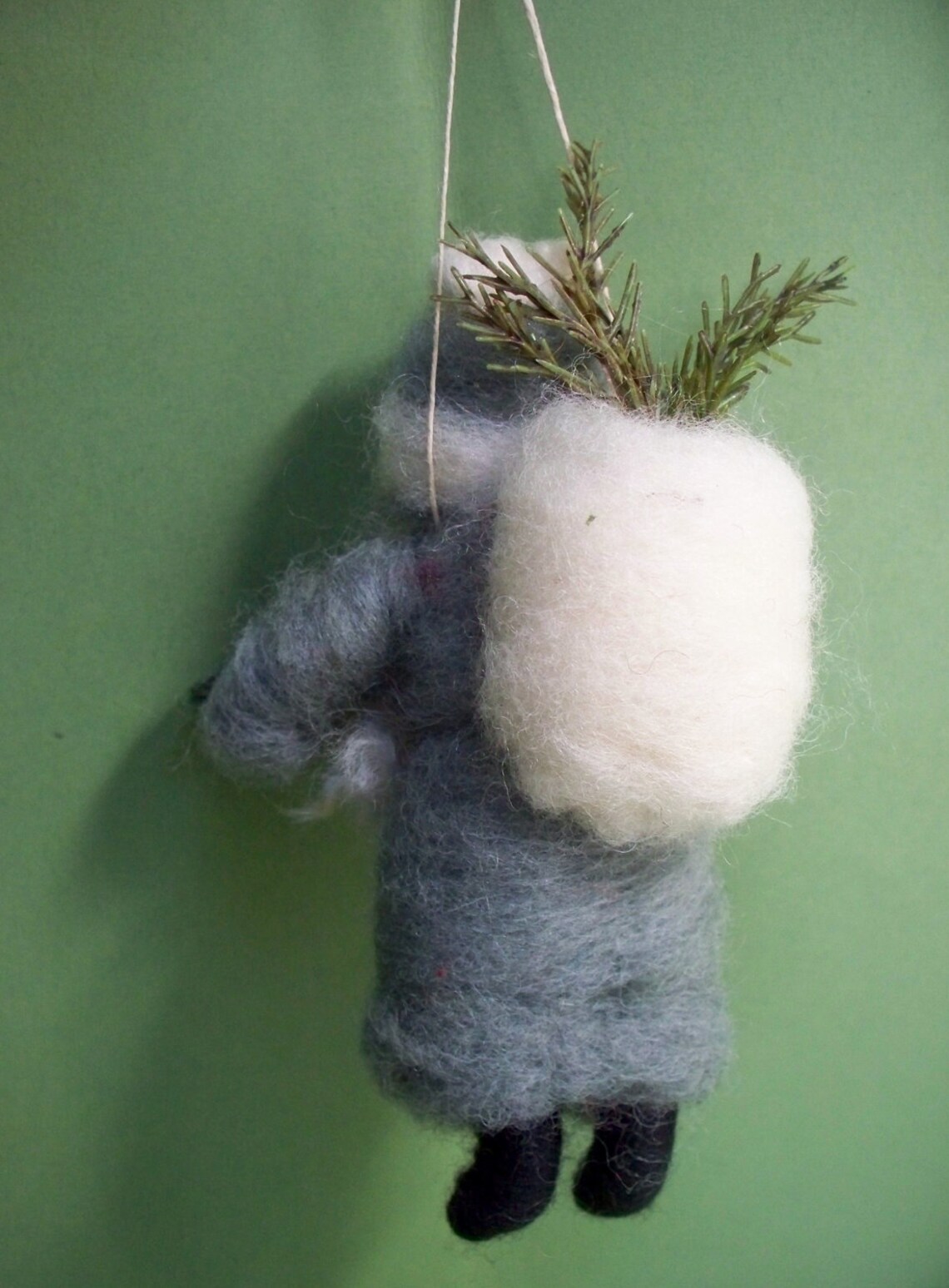 Mini Father Christmas With Garland Felted Wool Ornament - Etsy