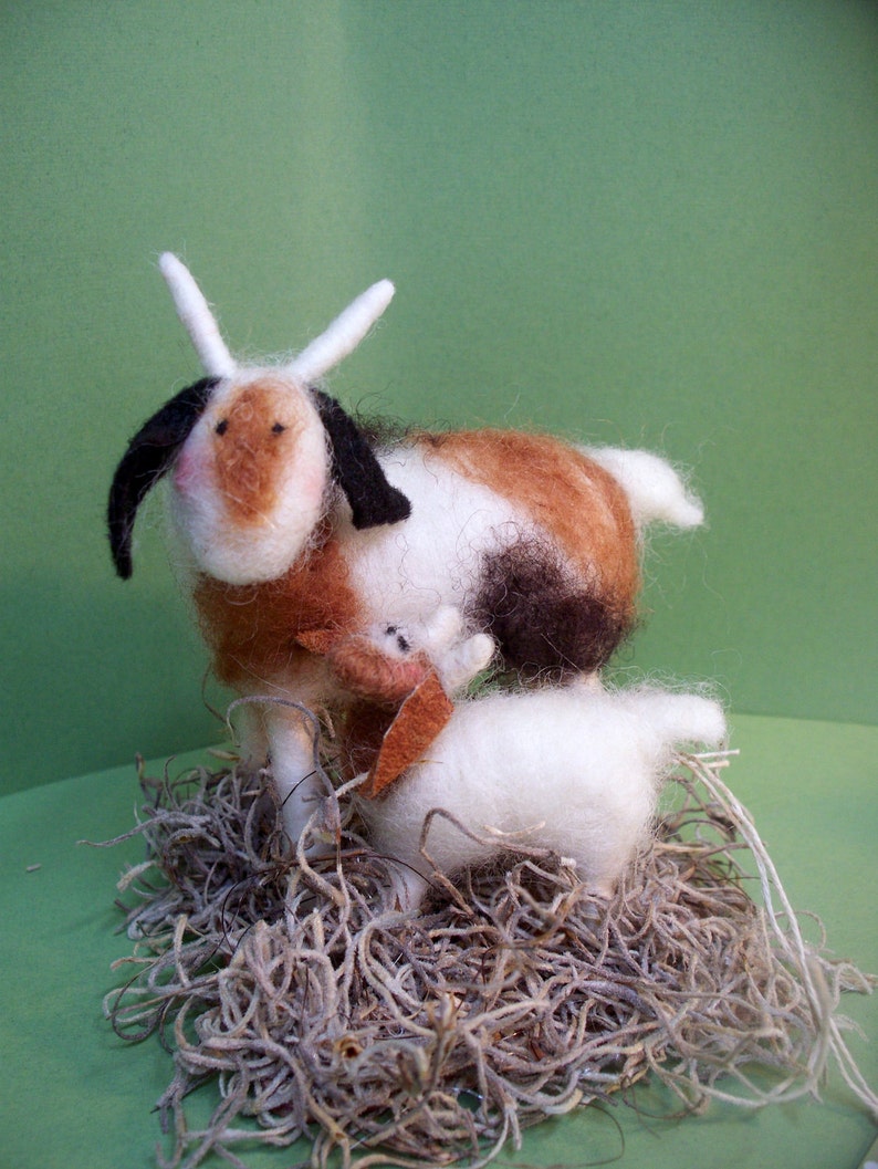 Goats Mom and Baby Felted Wool Figurine ..made to - Etsy