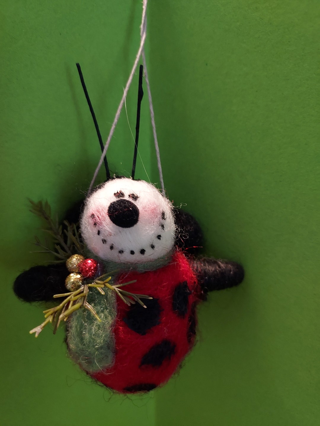 Ladybug Wool Wrapped/needle Felted Ornament - Etsy