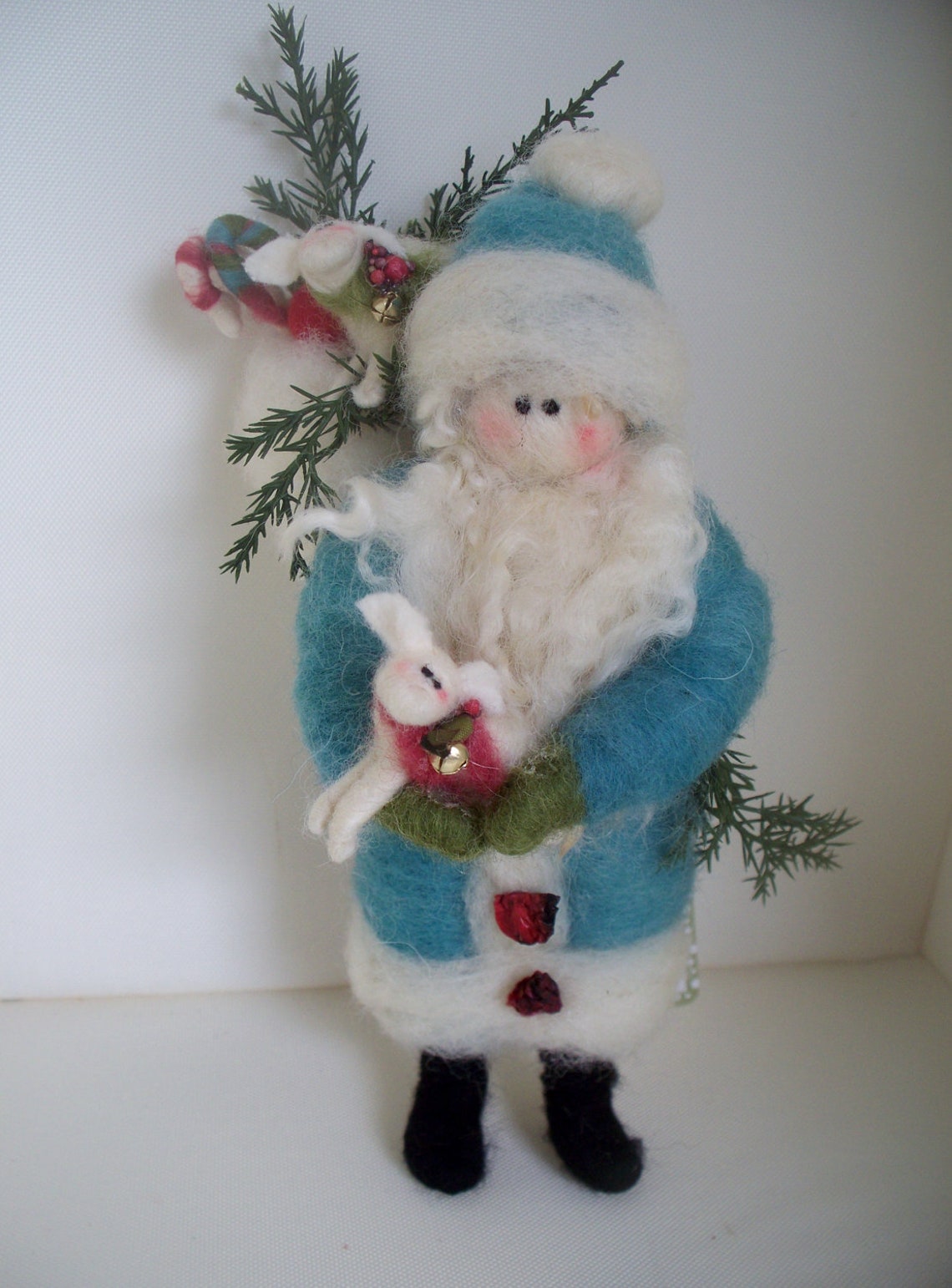 Father Christmas and Lambs Felted Wool Santa Ornament - Etsy