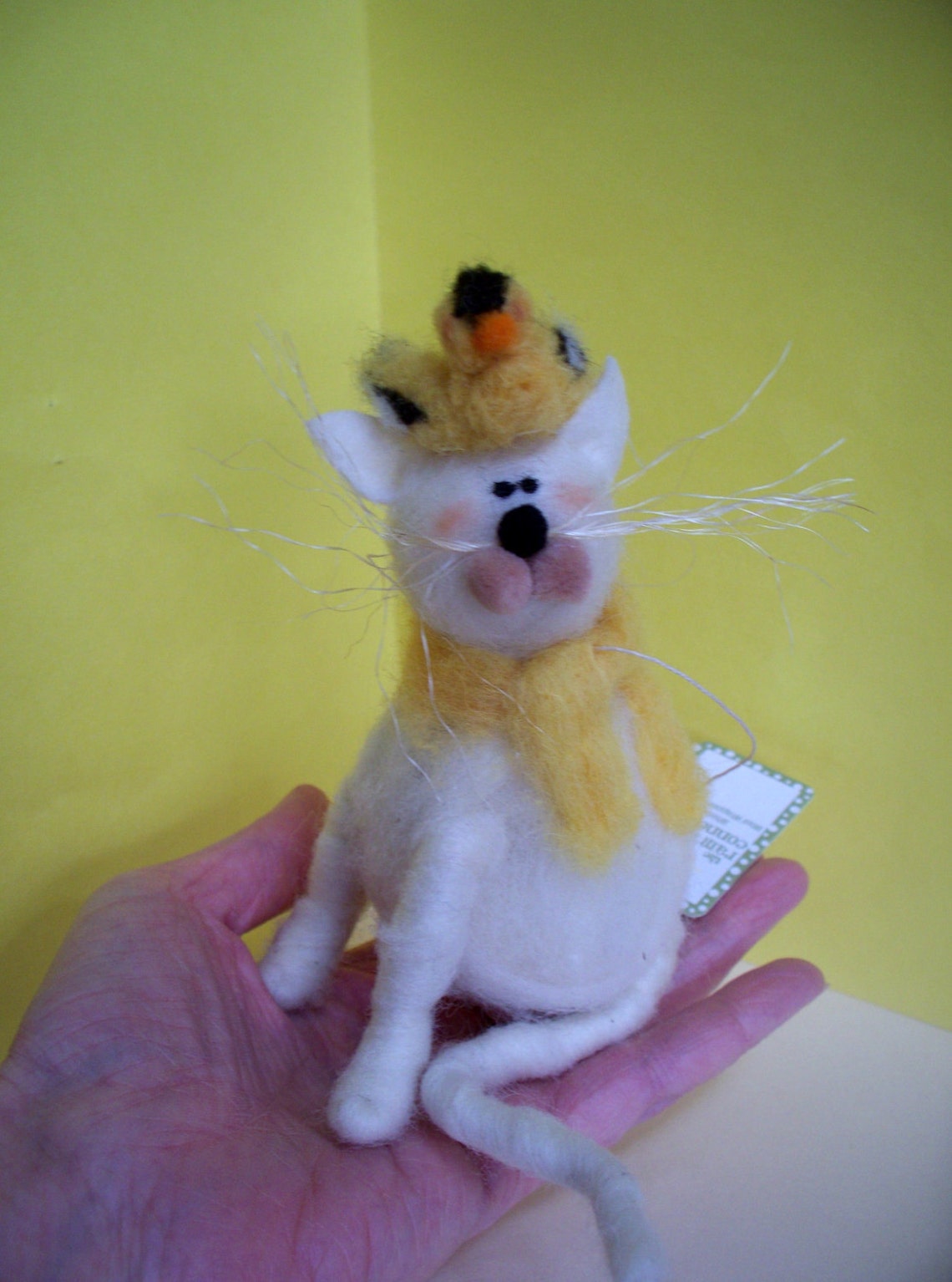 Cat Bird Seat Cat and Yellow Finch Felted Figurine - Etsy