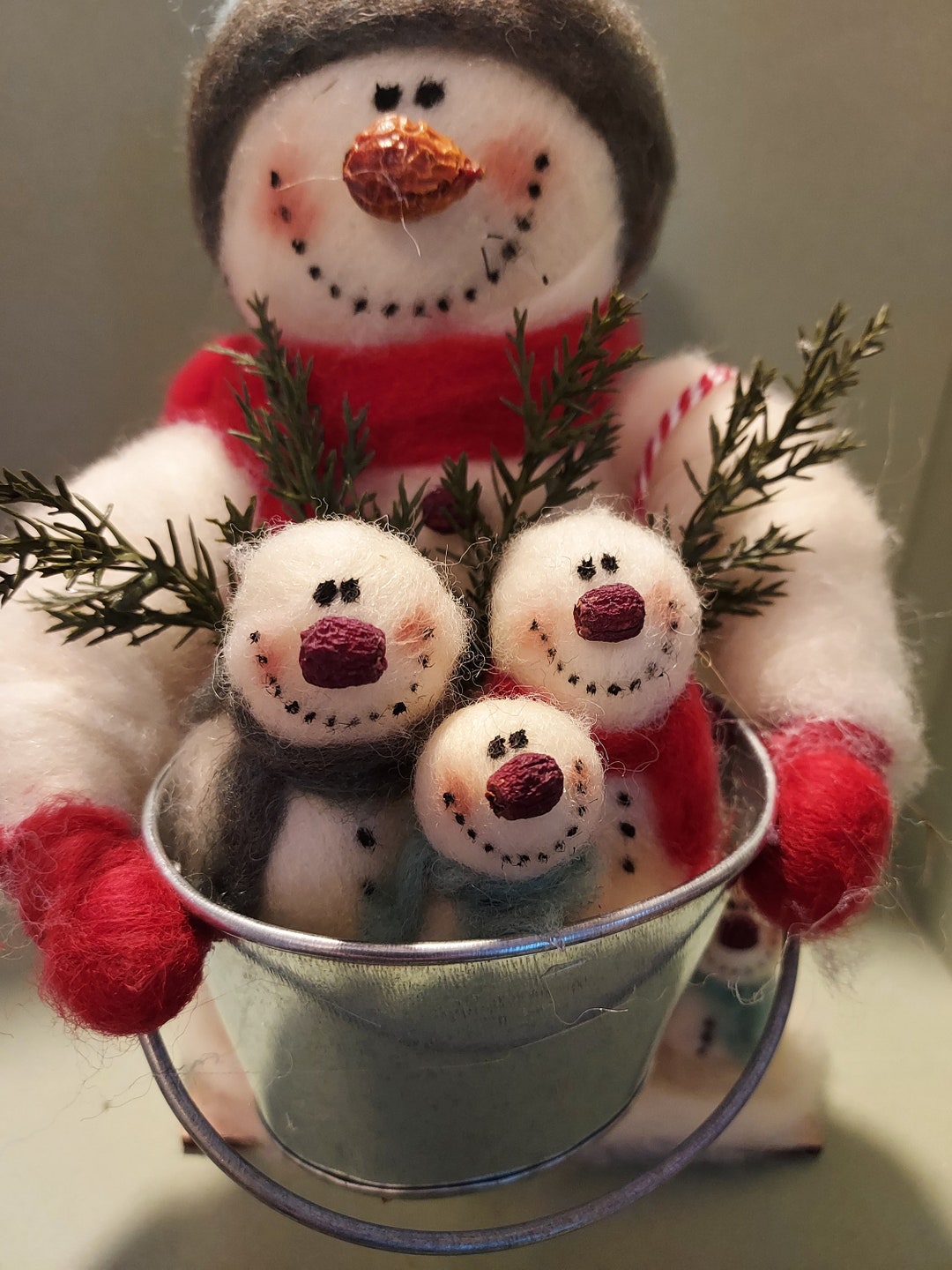 So Many Snowmen 11" Felted Wool Figurine .made to Order...please Check ...