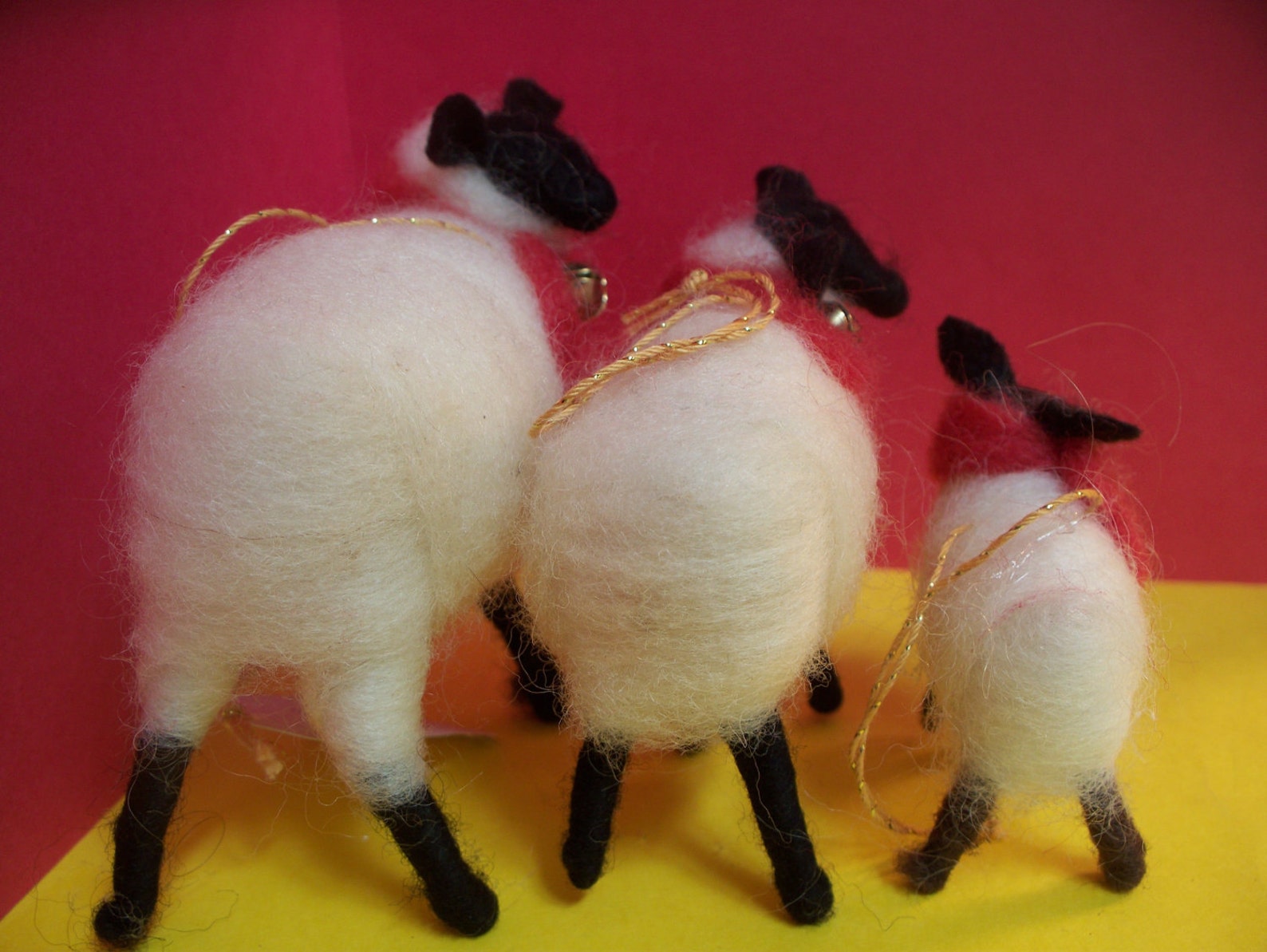 Sheep Family Wool Wrapped/Needle Felted with Christmas Wool | Etsy