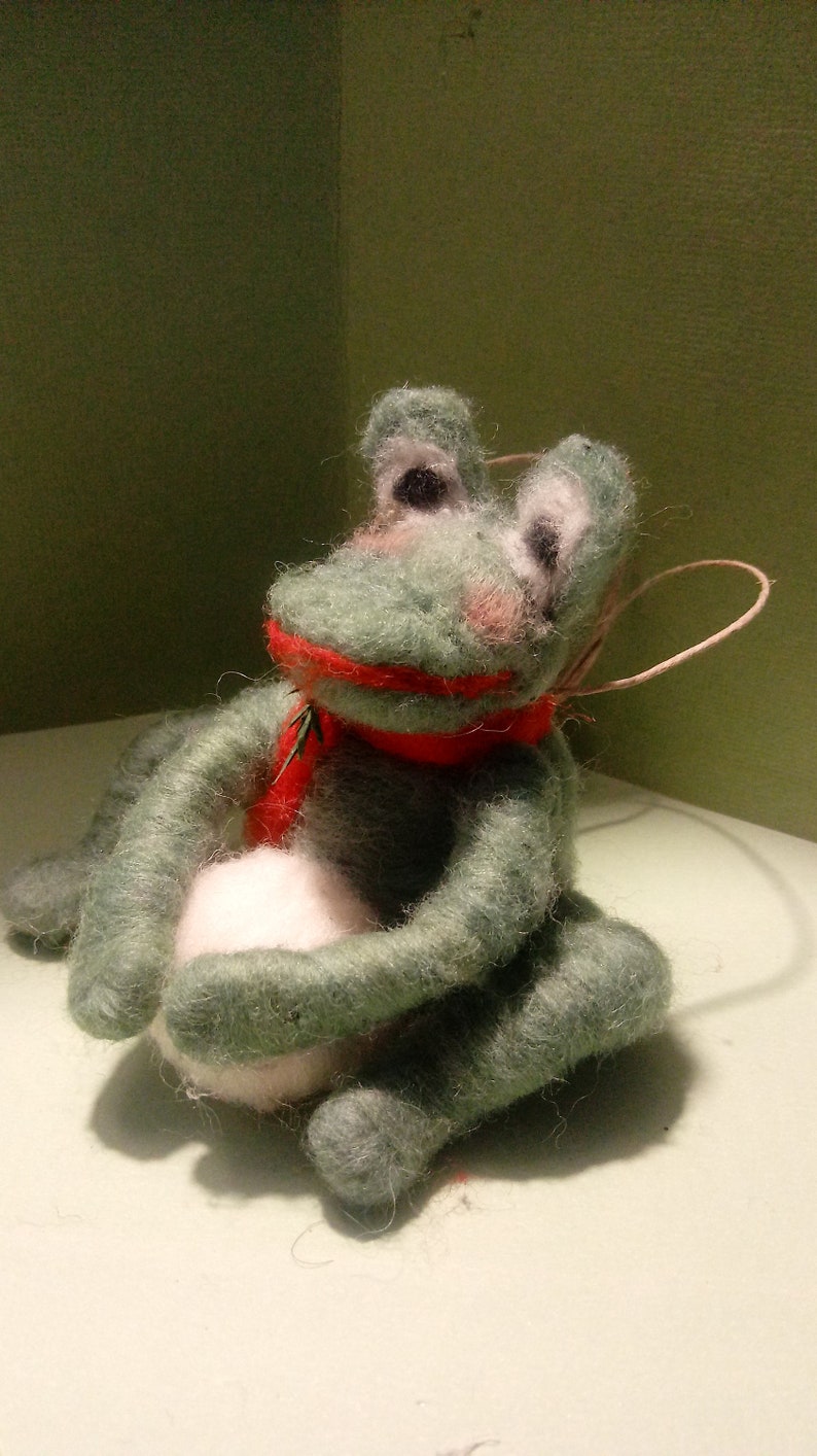 Frog with Snowball Felted Wool Ornament...Made to | Etsy