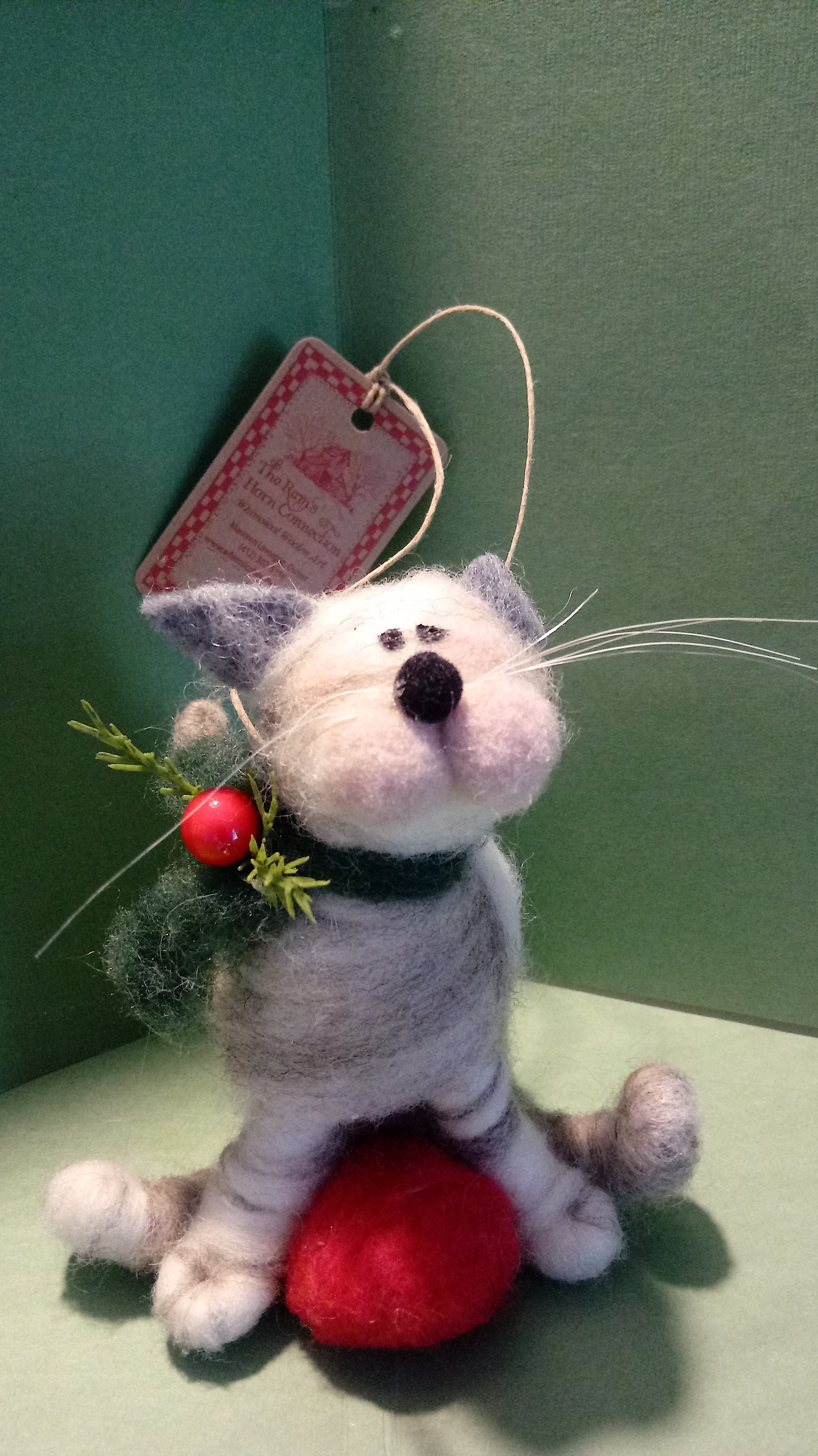 Wool Kitten With Ball of Wool Felted Wool Ornament...made to - Etsy