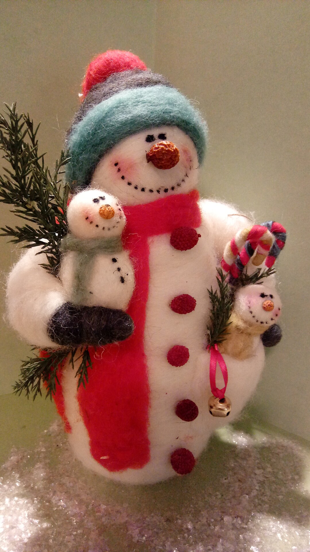 Felted Wool Snowman With Buddies - 9" Holiday Decor - Etsy