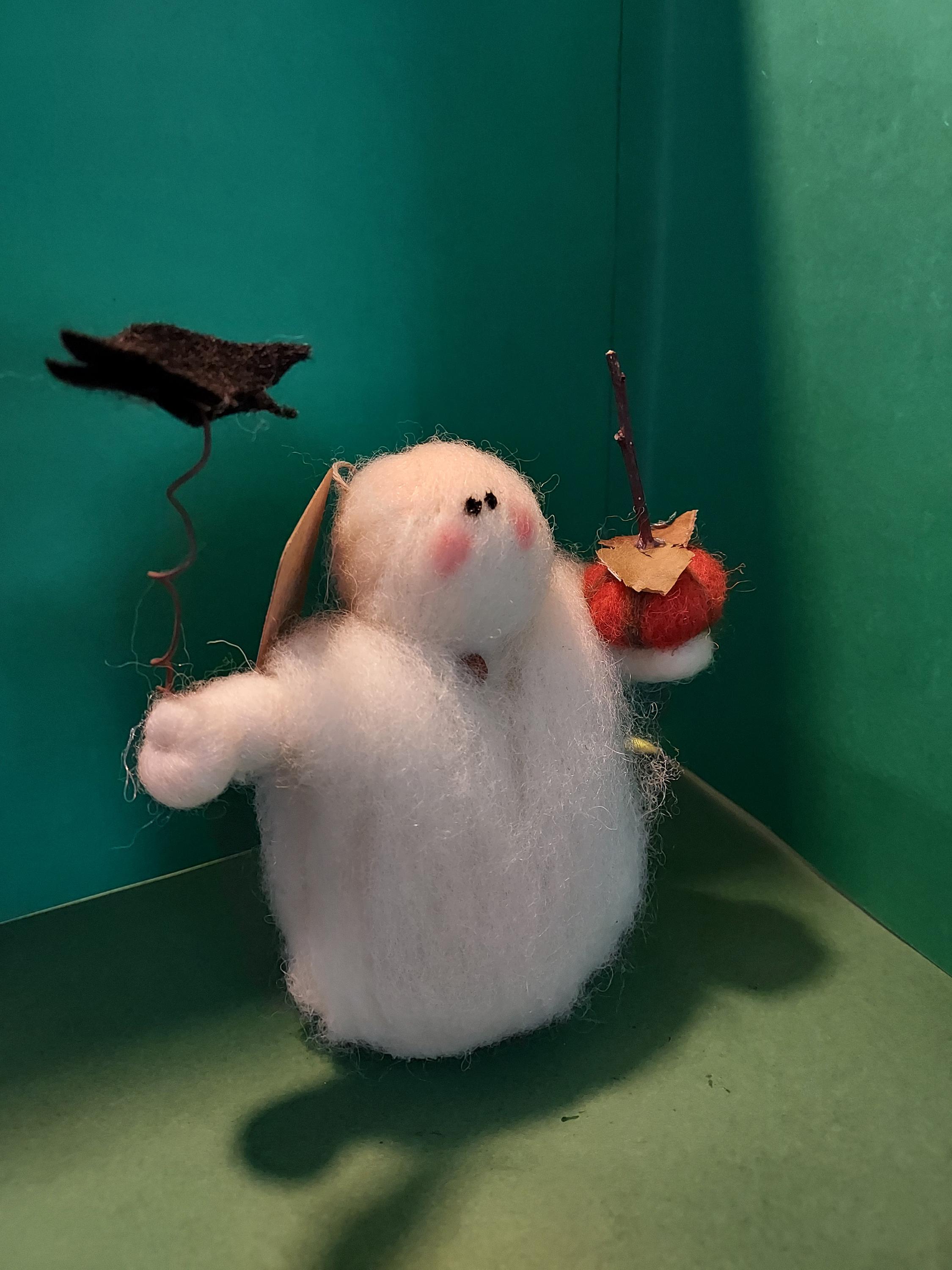 Mini Ghost Wool Wrapped and Needle Felted Decoration - Etsy