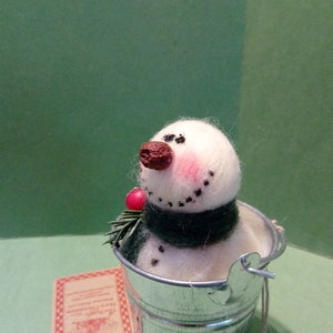 Snowman in a Bucket 4" Wool Felted Ornament - Etsy