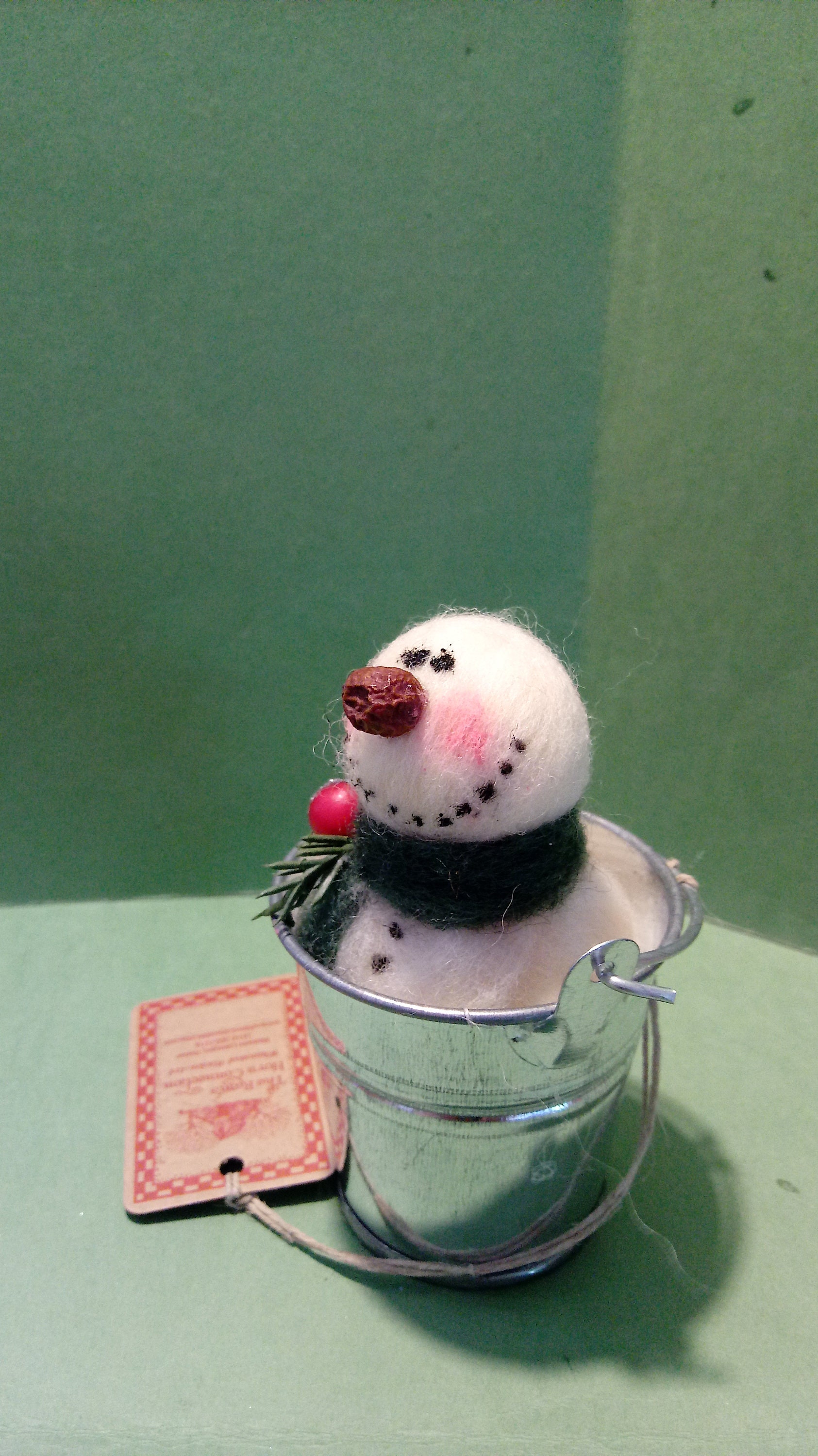 Snowman in a Bucket 4 Wool Felted Ornament | Etsy