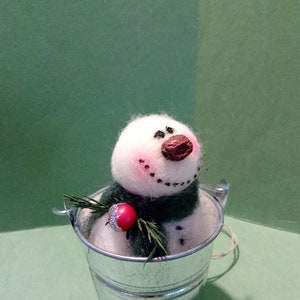 Snowman in a Bucket 4" Wool Felted Ornament - Etsy