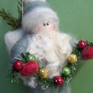 Mini Father Christmas With Garland Felted Wool Ornament - Etsy