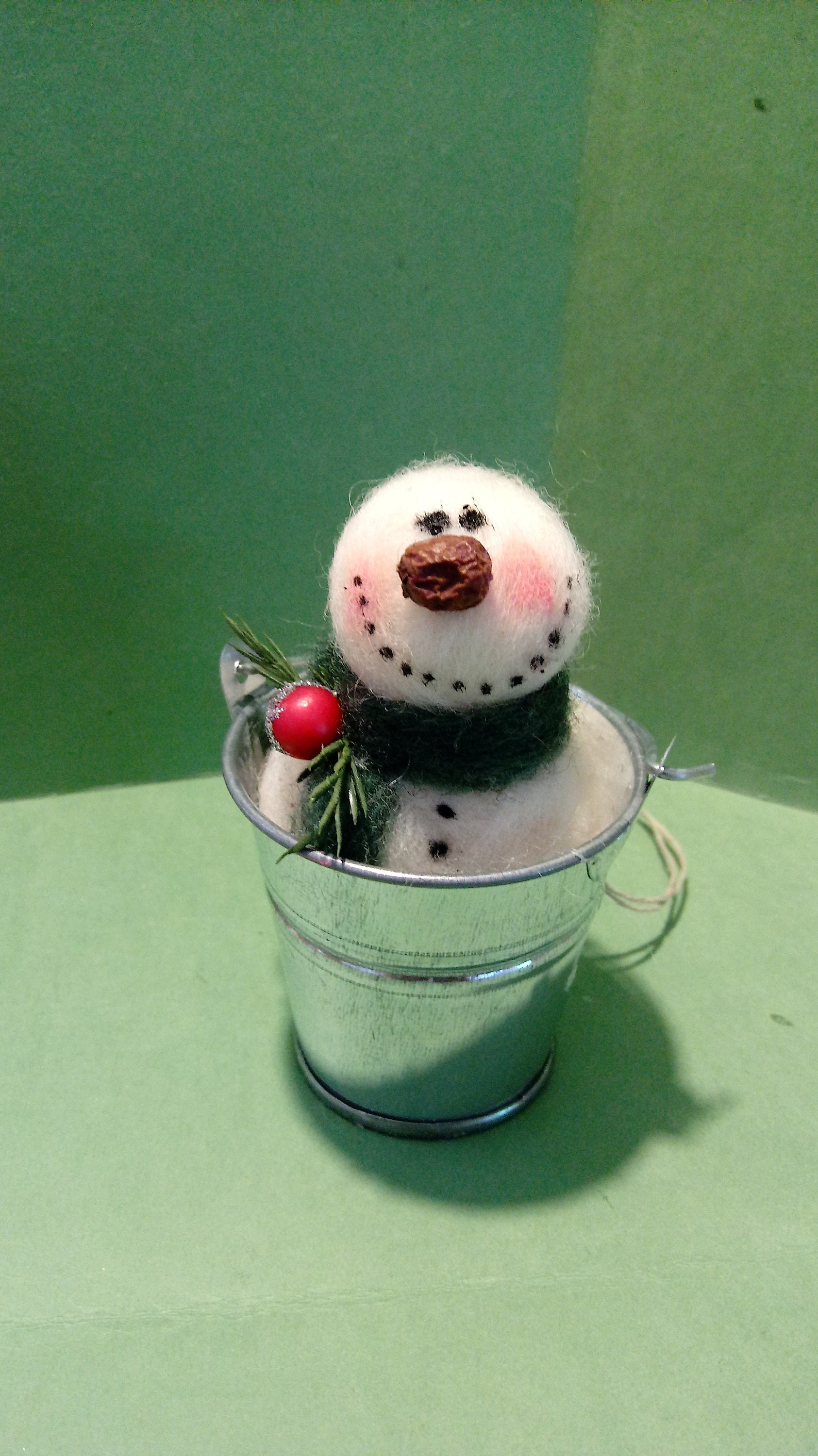Snowman in a Bucket 4 Wool Felted Ornament | Etsy