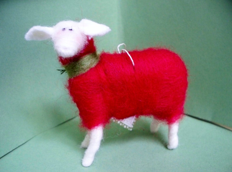Christmas Sheep Felted Wool Ornament - Etsy