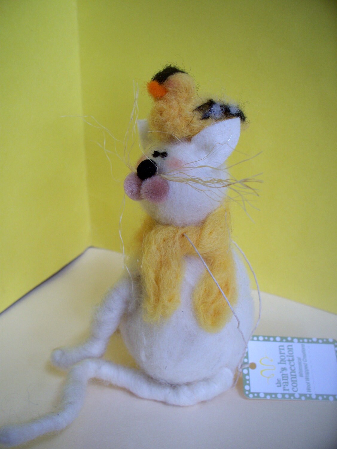 Cat Bird Seat Cat and Yellow Finch Felted Figurine | Etsy