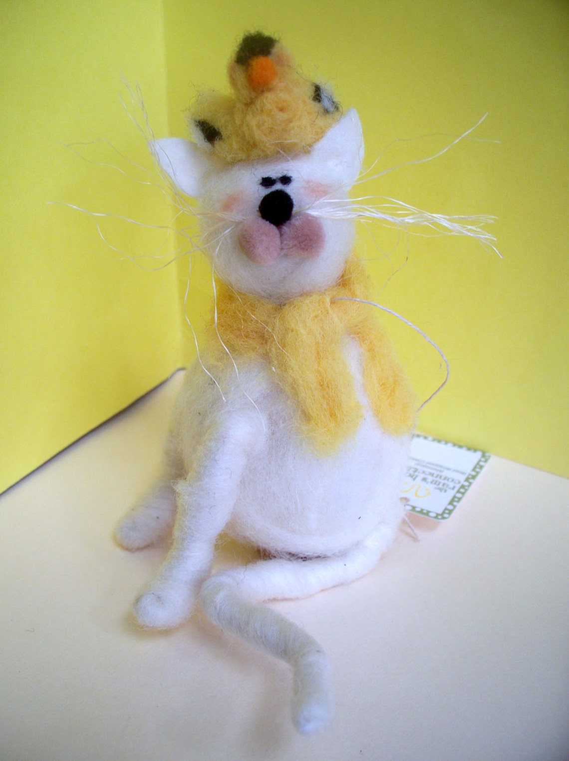 Cat Bird Seat Cat and Yellow Finch Felted Figurine - Etsy