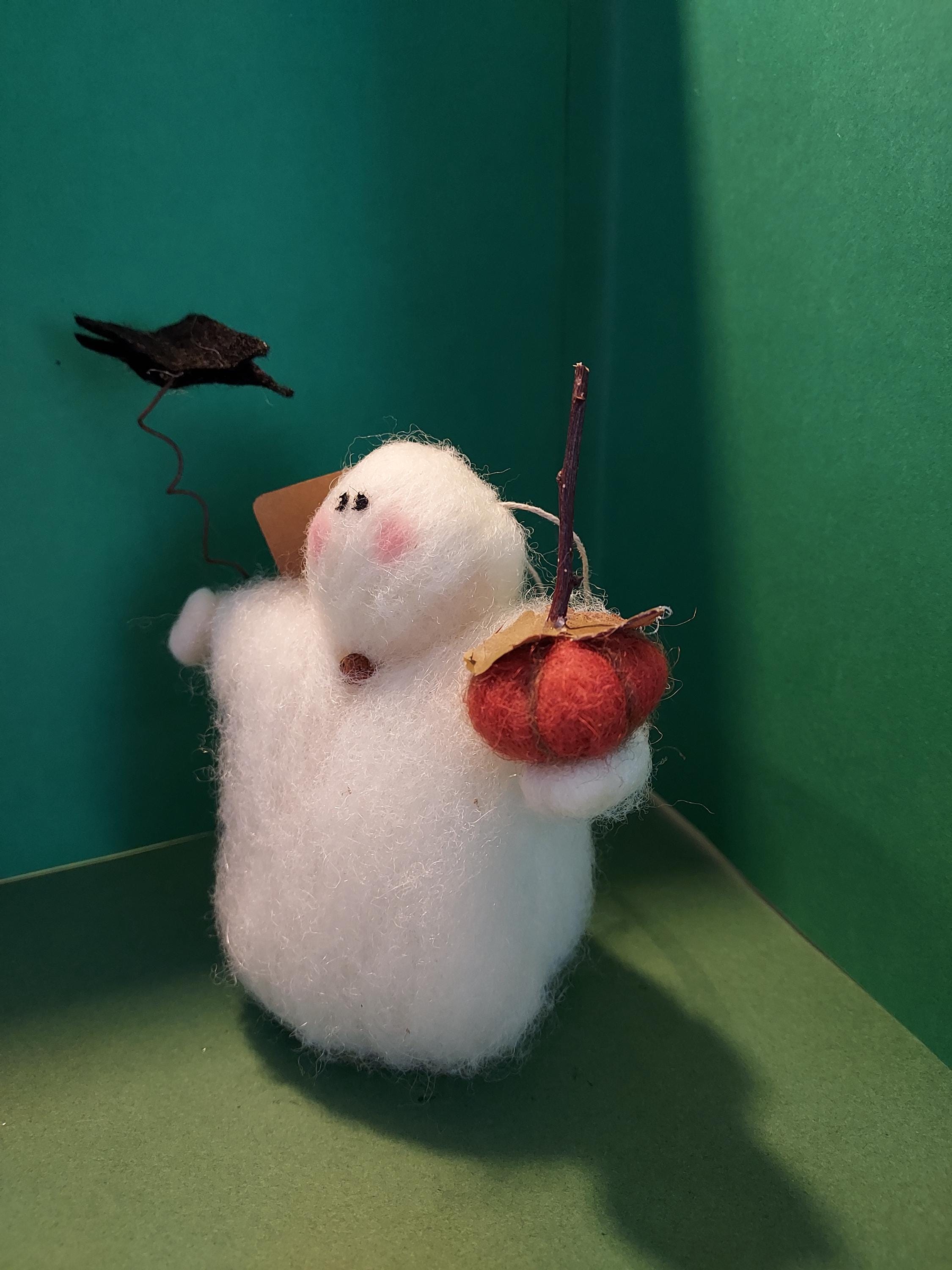 Mini Ghost Wool Wrapped and Needle Felted Decoration - Etsy