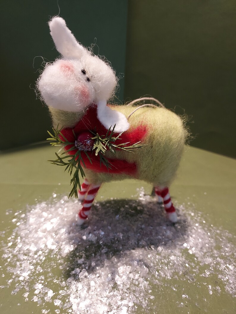 Christmas Sheep Felted Wool Ornament - Etsy