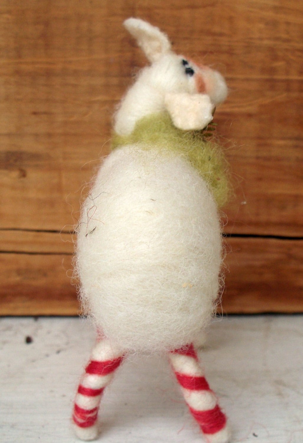 Wool Candycane Legs Wool Wrapped/needle Felted Sheep 4" Ornament as ...