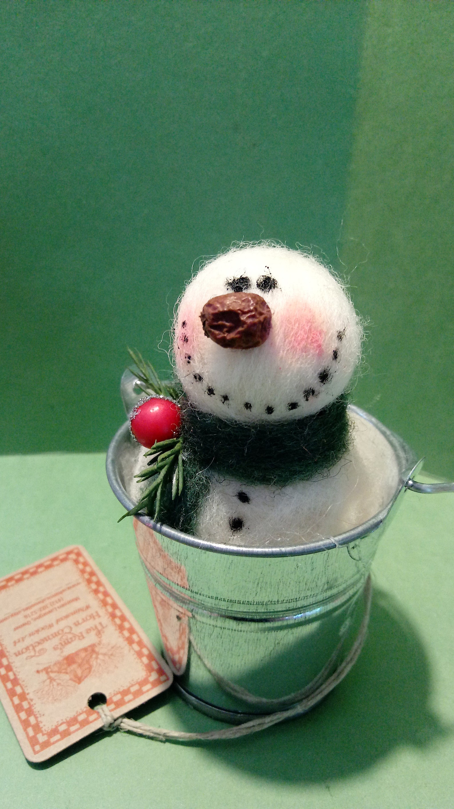 Snowman in a Bucket 4 Wool Felted Ornament | Etsy