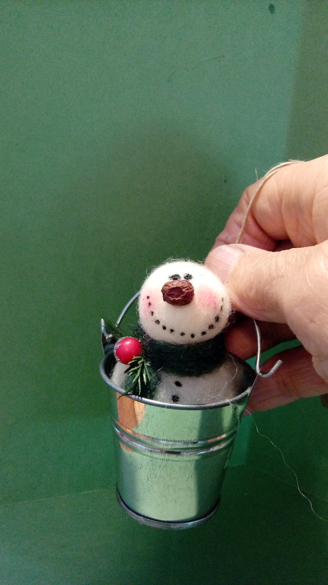 Snowman in a Bucket 4" Wool Felted Ornament - Etsy