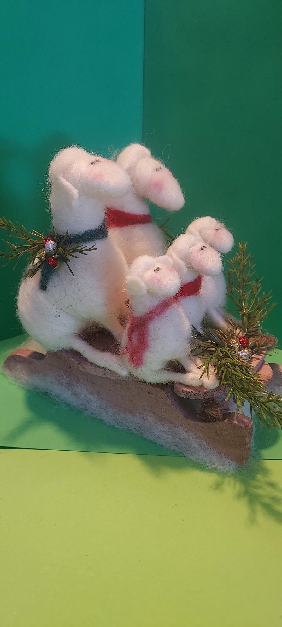 NEW All Ewe Aboard Sheep on Sled Felted Wool Ornament - Etsy