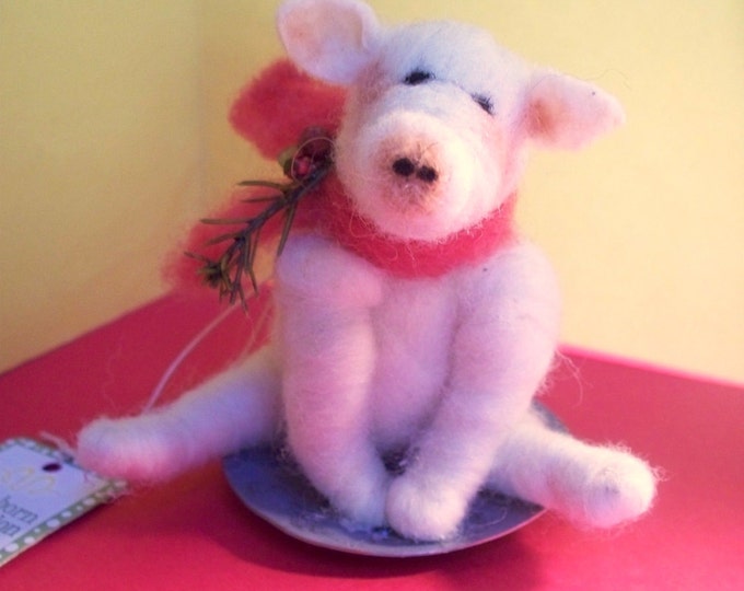 Pig on Saucer Sled Wool Wrapped/needle Felted Christmas - Etsy