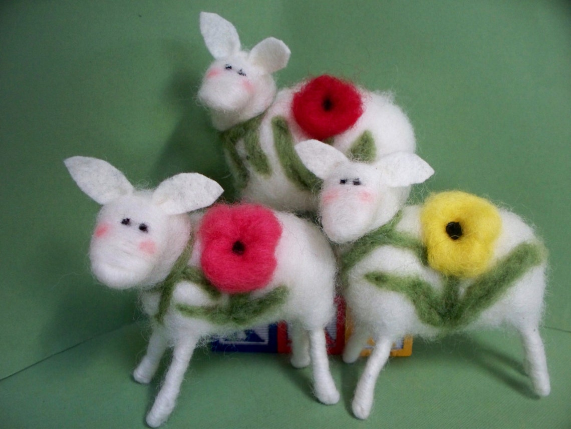 Bloomin Ewe (1) Felted Wool Sheep With Flower Ornament - Etsy