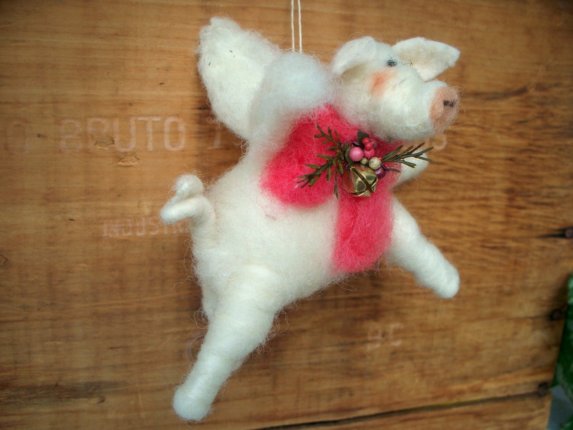 When Pigs Fly Wool Wrapped/needle Felted Ornament - Etsy