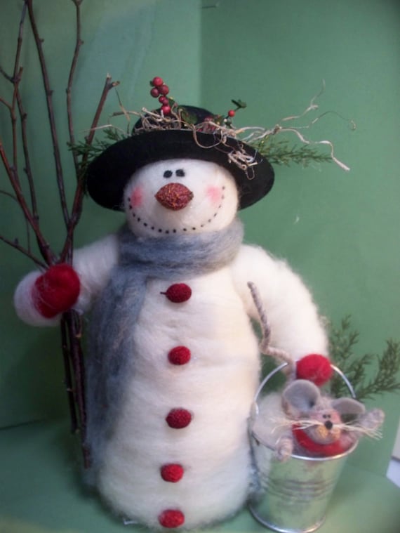 Sam the Snowman Felted Wool Sculpture - Etsy