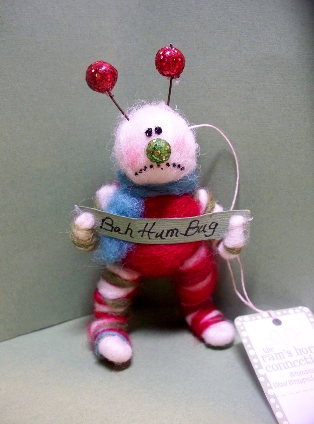 Bah Hum Bug Felted Wool Ornament...made to Order... Please Check ...