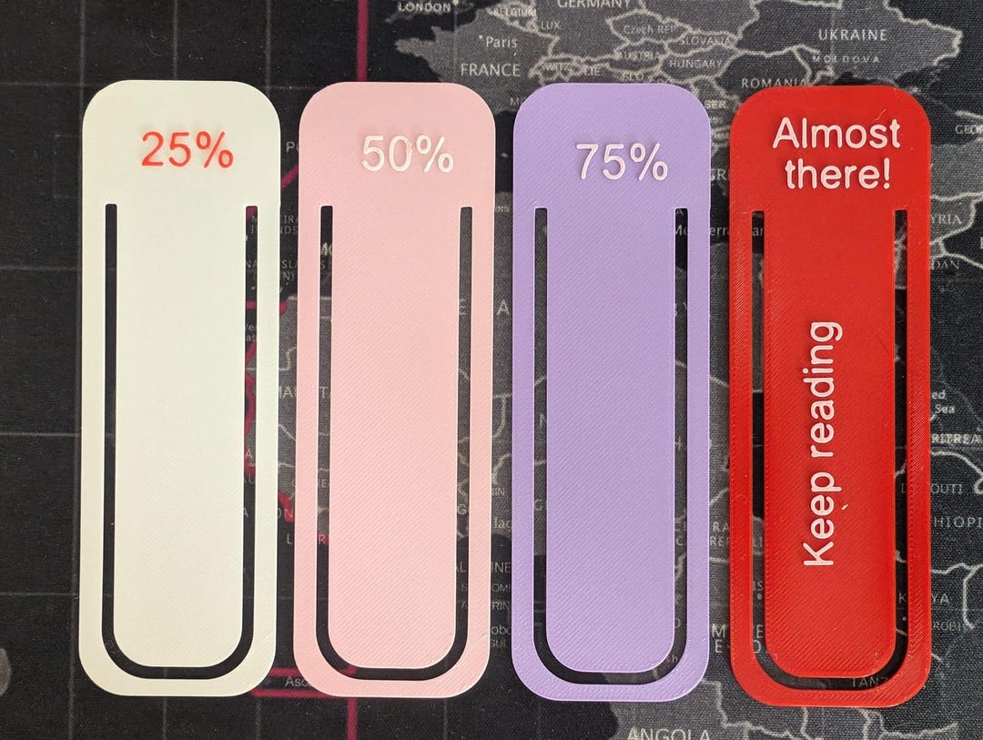 Elegant Progress Bookmark Set, 3D Printed, PLA Plastic, Clean Bookmark ...