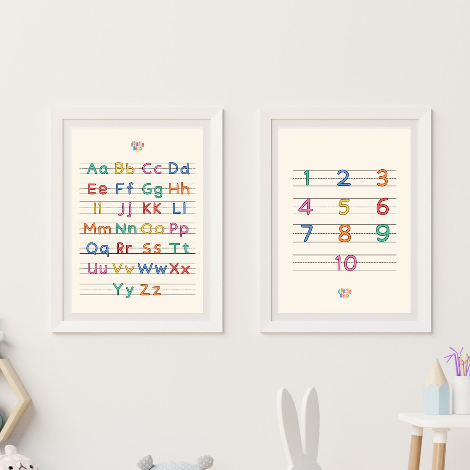 Lined Alphabet Poster, Handwriting Chart Print, Educational Wall Art ...