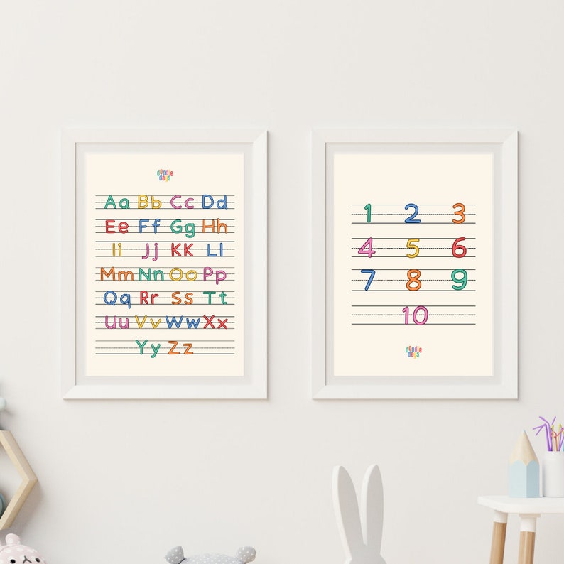 Lined Alphabet Poster, Handwriting Chart Print, Educational Wall Art ...