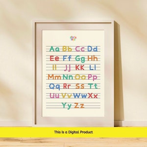 Lined Alphabet Poster, Handwriting Chart Print, Educational Wall Art ...