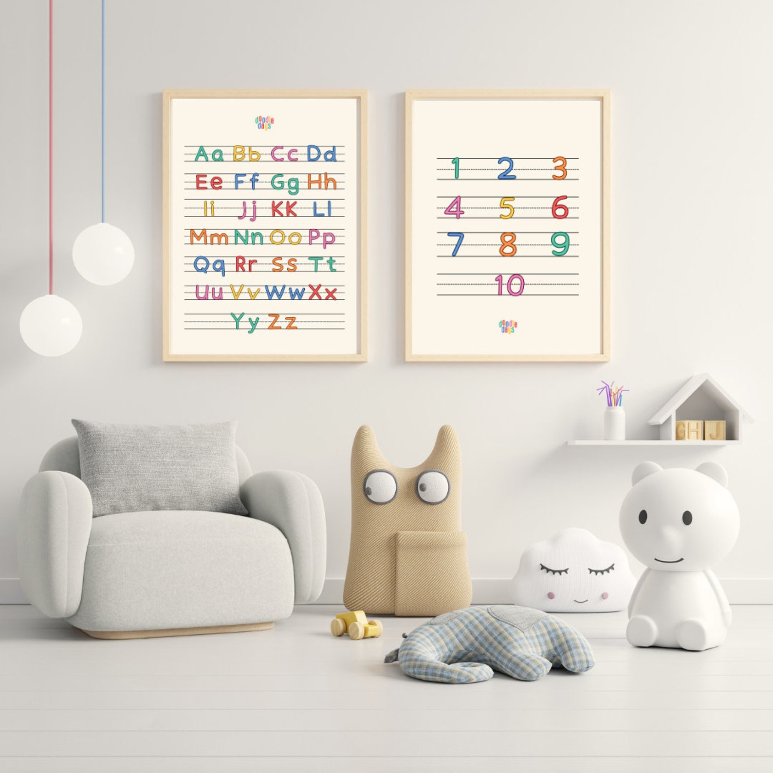 Lined Alphabet Poster, Handwriting Chart Print, Educational Wall Art ...