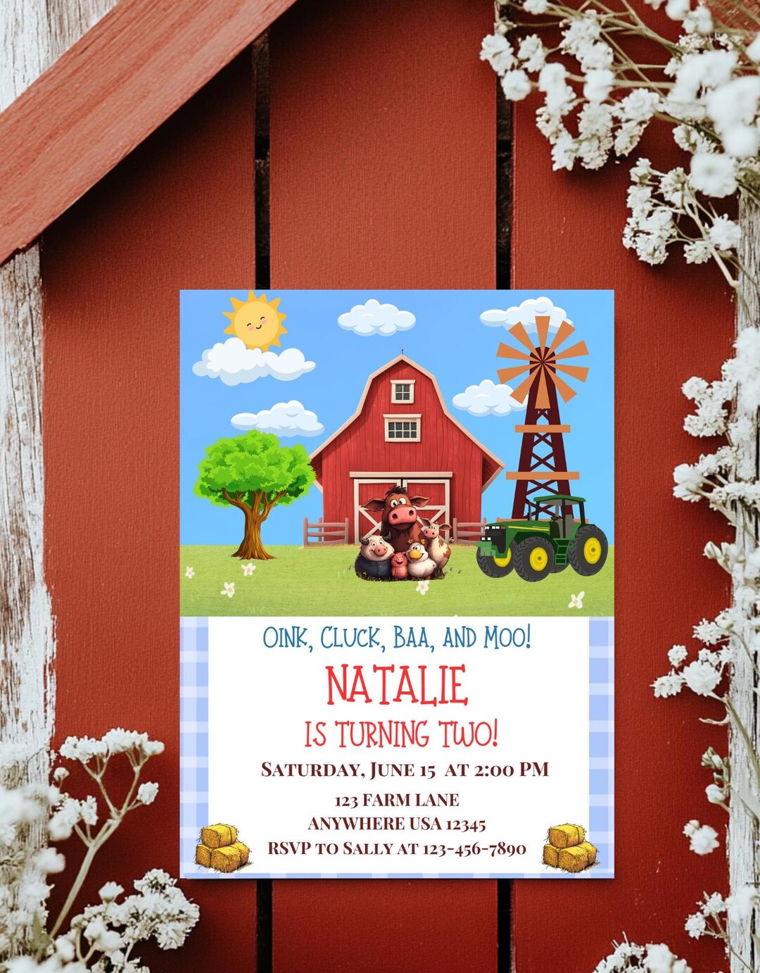 Farm Birthday Invitation, Kids Birthday Invite, Editable Barn Party ...